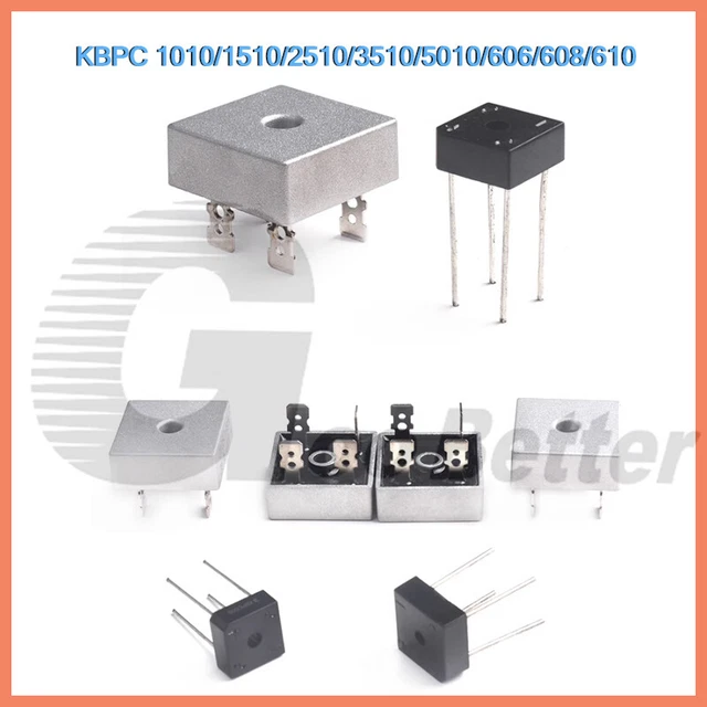 BRIDGE RECTIFIERS 6A to 50A 100V to 1000V Through Hole PCB and Chassis ...