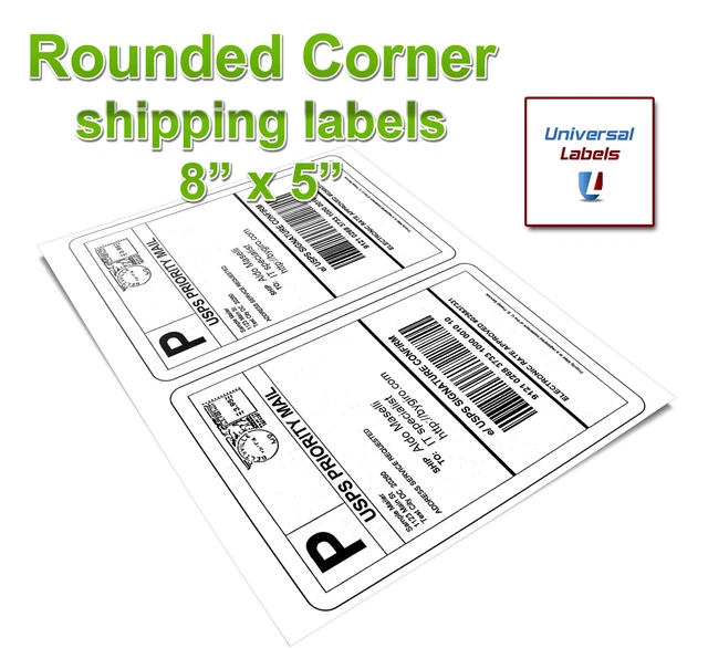 250 ROUNDED CORNER Shipping labels sheets, 2 labels per sheet , 500 ...