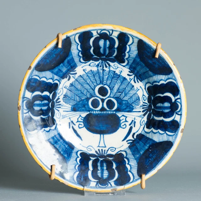 ANTIQUE 18C DUTCH Delft Earthenware Plate Delftware Based On Chinese ...