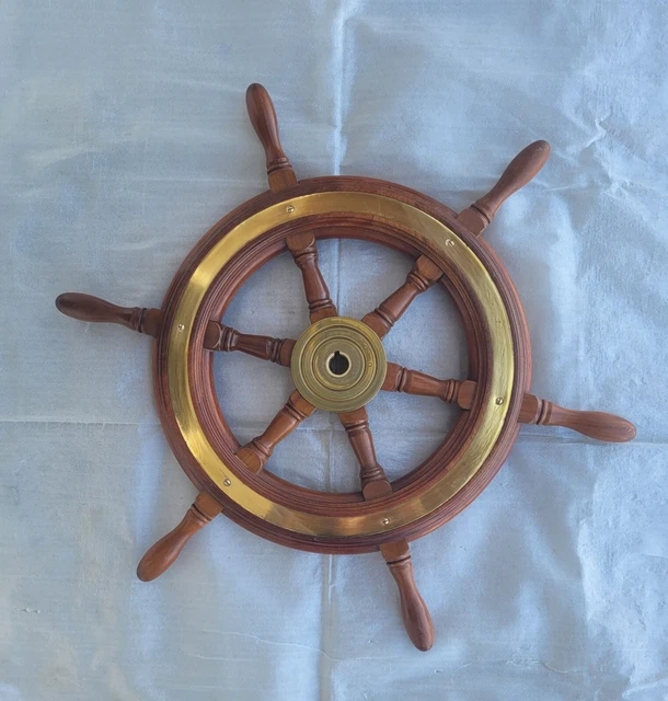 BARRE GOUVERNAIL AUTHENTIQUE De Bateau En Bois Avec Moyeu En Laiton Ø 68 Cm EUR 40,00 - PicClick FR