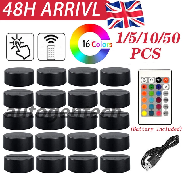 1/5/10/50 SET 3D Lamp Night Light Base For Acrylic Plate Holder USB LED ...
