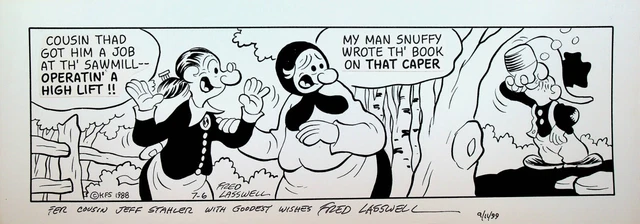 BARNEY GOOGLE & Snuffy Smith Original Comic Strip Art July 6 1988 Fred ...