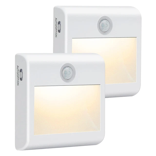MOTION SENSOR NIGHT Light Stick On Battery 2 Pack Natural White £17.99 ...