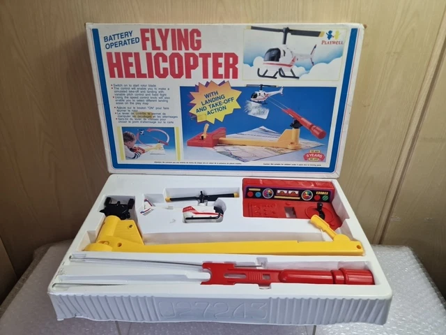 VINTAGE PLAYWELL BATTERY Operated Flying Helicopter Fully Working £36. ...