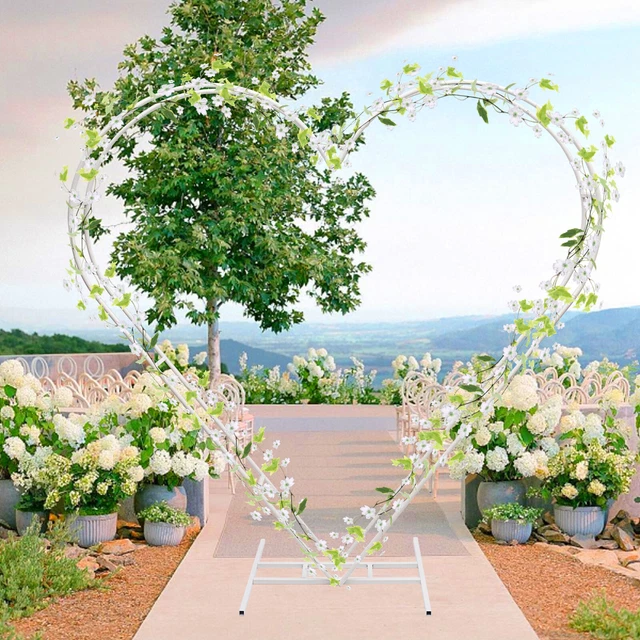 HERZ HOCHZEITSBOGEN METALL Ballon Bogen Weiß Arch Stand Hochzeit Blumen ...