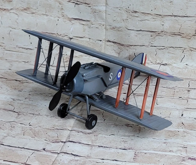 VINTAGE BIPLAN METAL Single Engine Airplane Box Jayland Bi-Wing Craft ...
