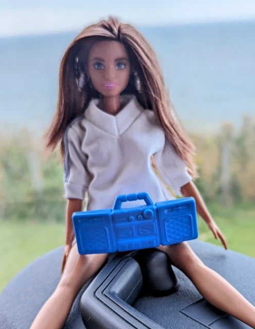 KEINE PUPPE VINTAGE Barbie blau Stereoanlage Radio Szene Komplett ...