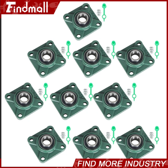 FINDMALL 10PCS UCF205-16 Pillow Block Flange Bearing 1" Bore 4 Bolt ...
