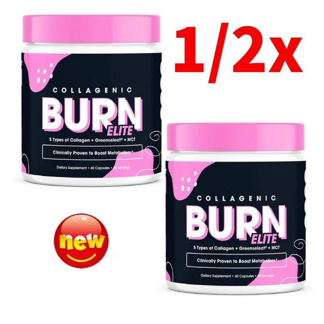 60]120X COLLAGENIC BURN Elite,Collagen Peptides Infused Thermogenic Fat ...