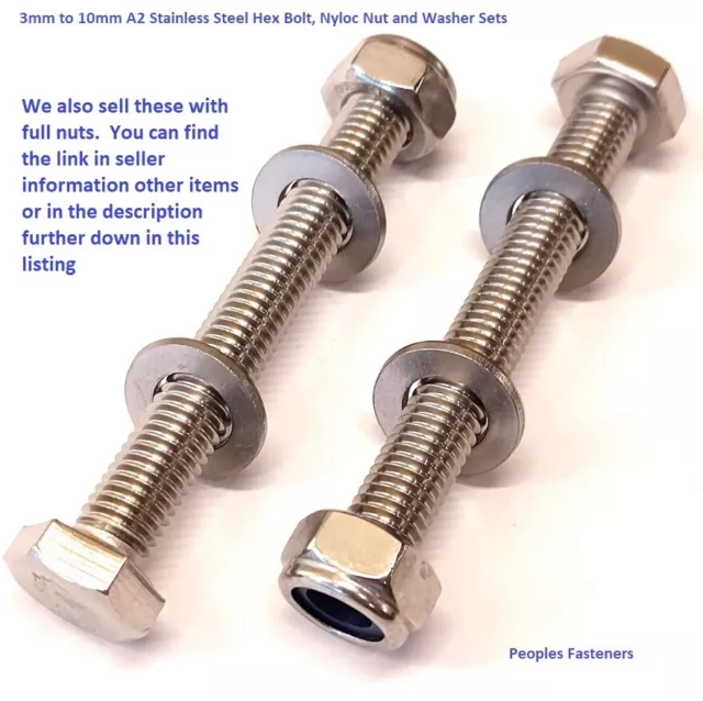 M3 M4 M5 M6 M8 M10 Nyloc Nuts and Bolts / Set Screws + 2 Washers A2 Stainless £4.05 - PicClick UK