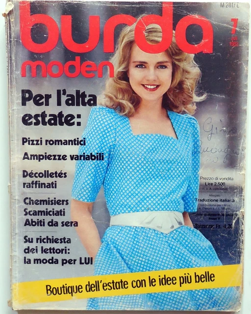 RIVISTA MAGAZINE BURDA Moden 9 September 1983 Cartamodelli + Allegato Italiano EUR 13,50 ...