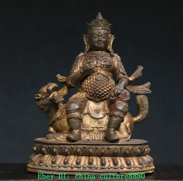 9 &VIEILLE STATUE tibétaine de bouddha en bronze et protecteur du lion EUR 438,00 - PicClick FR