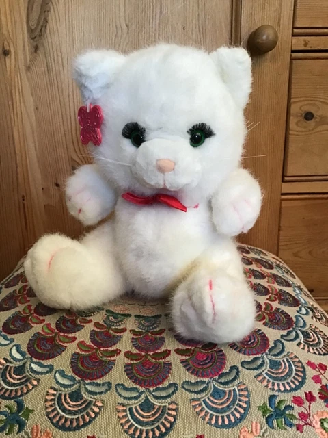 VINTAGE RUSS PRETTY White Cat Red Bow Soft Plush Toy 9" Korea G1770 £29 ...