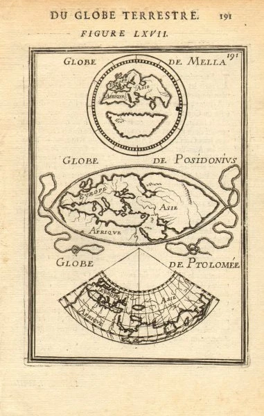 ANCIENT WORLD. MAPS by Mela, Posidonius & Ptolemy. MALLET 1683 old ...