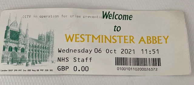 WESTMINSTER ABBEY LONDON Admission Ticket 2021 Collector London ...