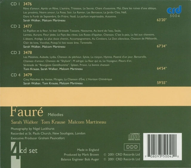 GABRIEL FAURE FAURÉ: Mélodies (CD) Box Set EUR 25,04 - PicClick FR