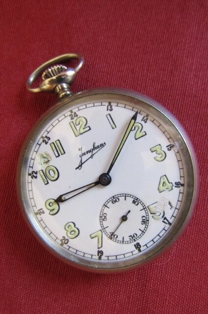 OLD GERMAN POCKET watch Junghans World War II military mechanical WW II ...