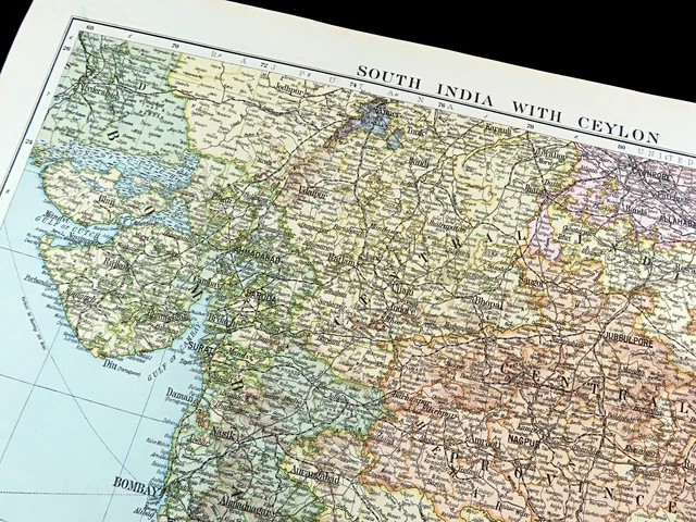 MAP OF HYDERABAD India Bombay Ceylon Mysore Madras Post WW1 Antique ...