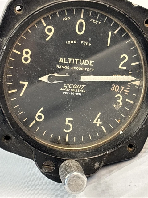 VINTAGE KOLLSMAN SCOUT Altimeter Airplane Altitude Indicator Gauge ...