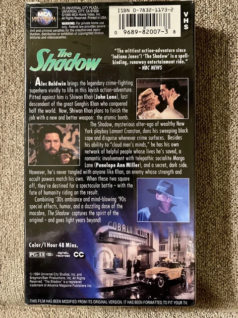 THE SHADOW (VHS 1995) Alec Baldwin, Penelope Ann Miller Movie New ...