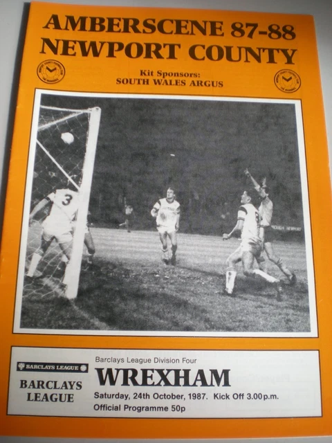 NEWPORT COUNTY V Wrexham, 24th OCTOBER 1987, NO WRITING/STAPLES, LAST ...