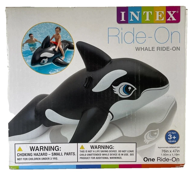INTEX WHALE RIDE-ON Large Inflatable Swimming Pool Float Raft 76" X 47 ...