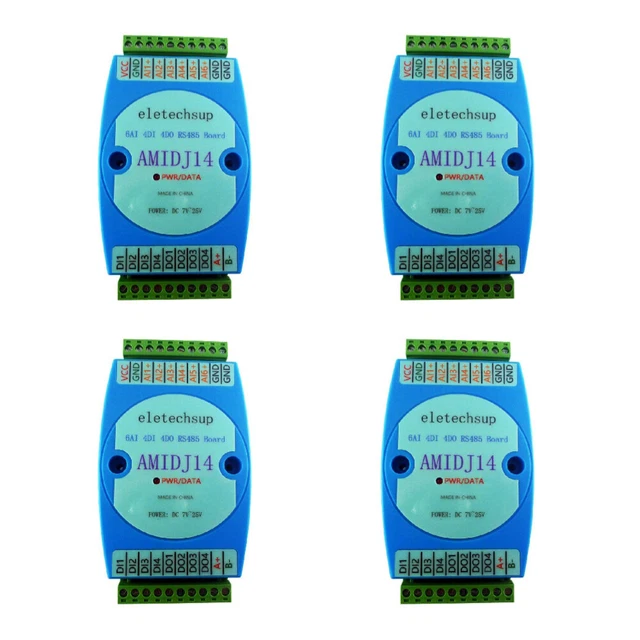 AMIDJ14 6AI-4DI-4DO RS485 Collector Analog Digital Input Output MODBUS ...