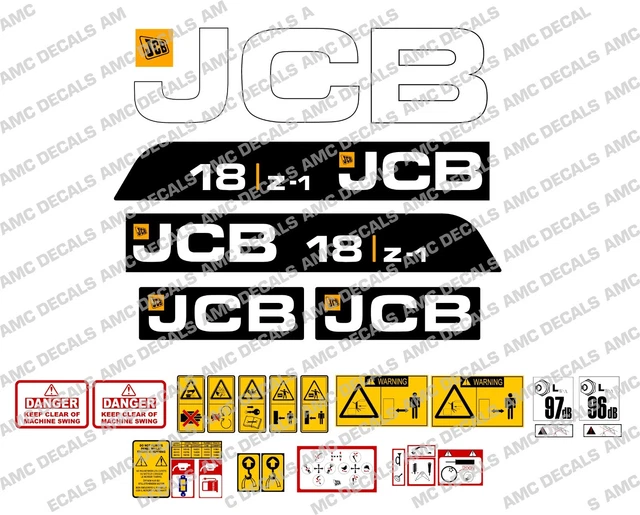 JCB 18Z-1 MINI Digger Excavator Decal Sticker Set £50.00 - PicClick UK