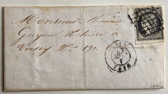 FRANCE LETTRE CÉRÈS N°3a METZ à VOISEY 5-06-1849 Signé SCHELLER TTB EUR ...