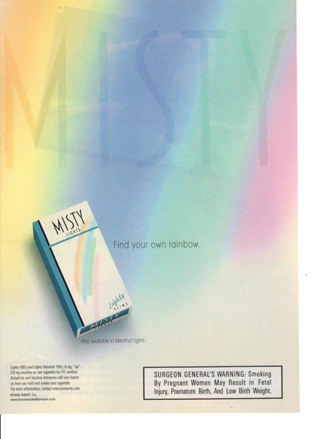 VINTAGE PRINT AD Tobacco Cigarette advertisement MISTY Lights Slim ...
