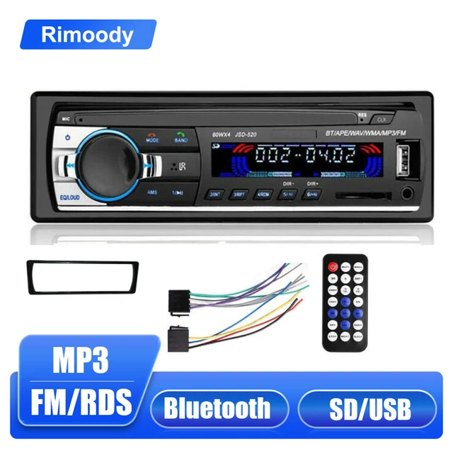 RADIO DE VOITURE simple 1 din MP3 stéréo Bluetooth mains libres FM/RDS ...
