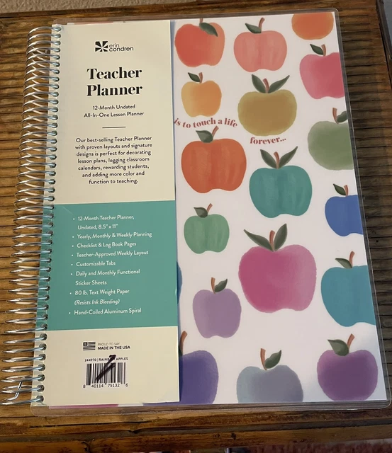ERIN CONDREN TEACHER Planner Undated 12 Month All-in-One stickers ...
