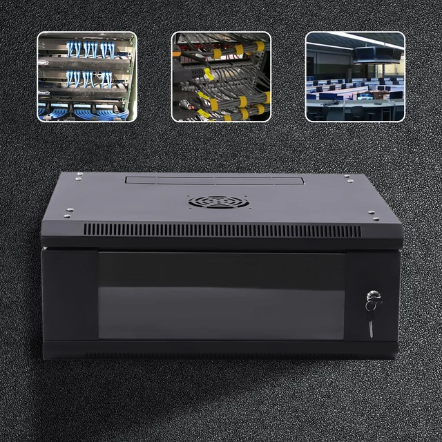 MODERN 4U WALL Mount Network Server Cabinet Enclosure Rack Black With ...