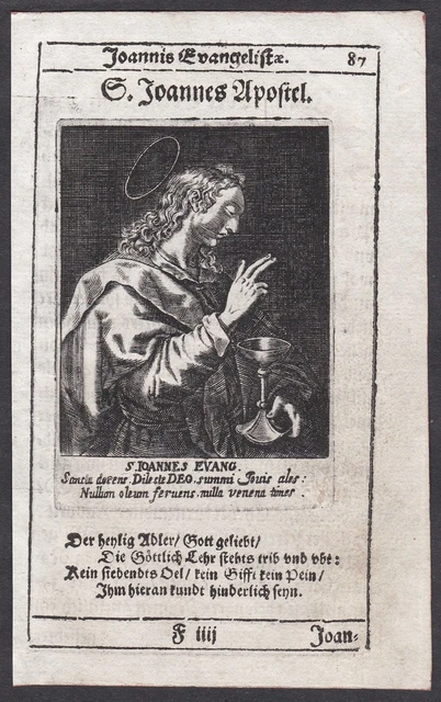 SAINT JOHN THE Apostle Johannes Apostel Heiligenbild Kupferstich ...