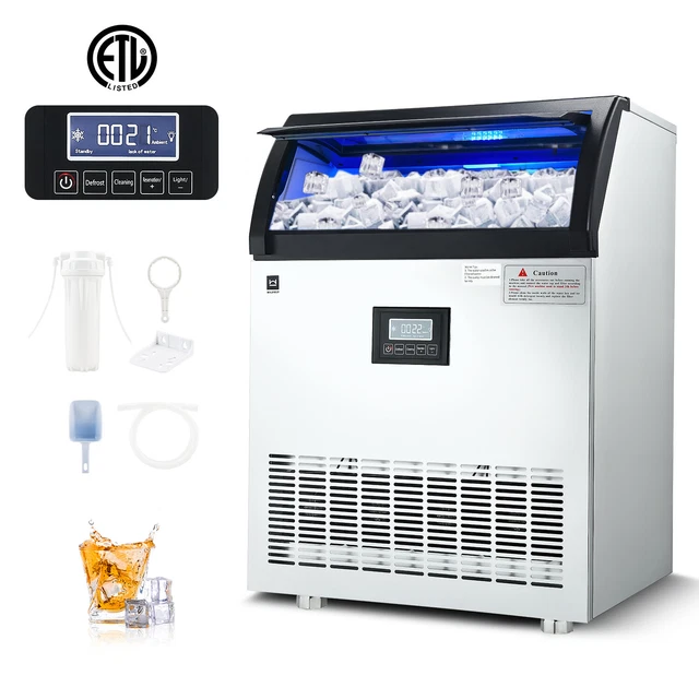 With Bagger VEVOR Commercial Ice Maker 80 Lbs./24 H Ice Maker Machine ...