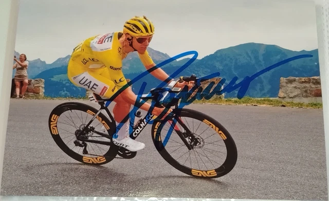 AUTOGRAPH TADEJ POGACAR Photo Hand Signed Cycling Tour De France Eau Wc ...