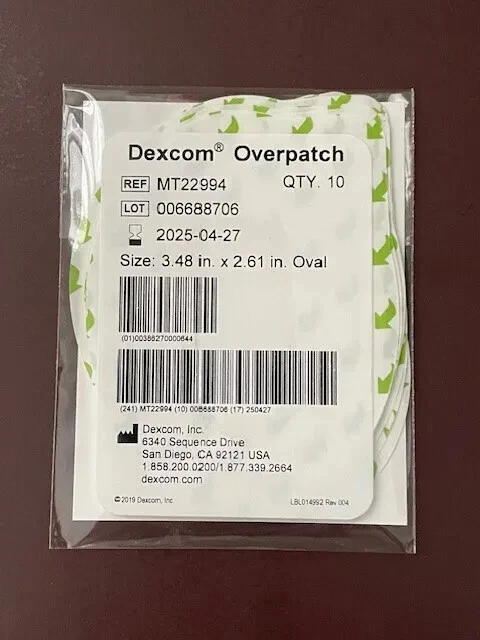 DEXCOM GENUINE DEXCOM G6 Overlay Overpatch 10 pack CGM Adhesive Patches ...