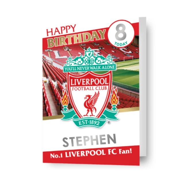 BIRTHDAY CARD LIVERPOOL Football Club Personalise with Sticker Pack ...