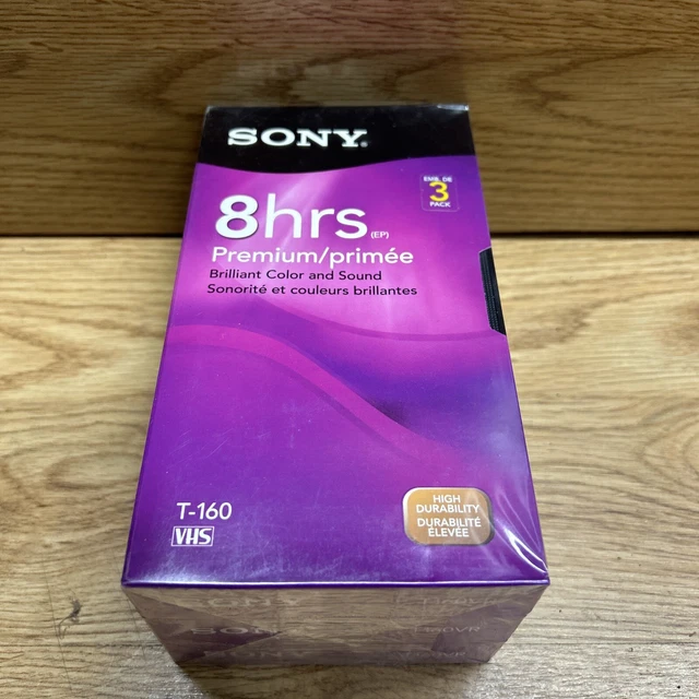 SONY T-160 PREMIUM Grade 3 Pack Blank VHS Tapes 8 hrs - Brand New Factory Sealed £13.24 ...