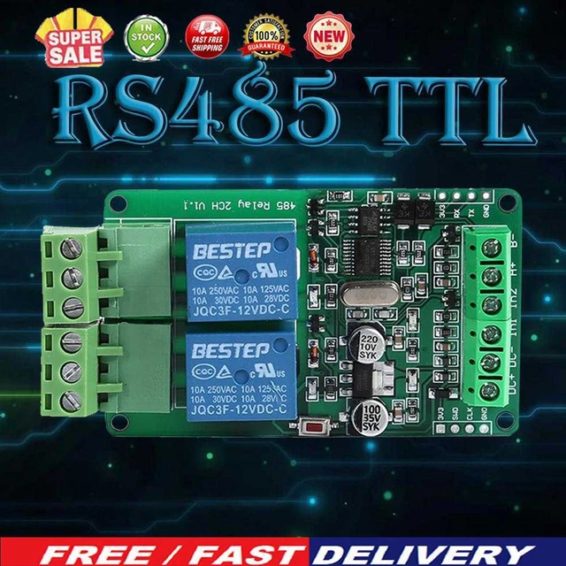 MODBUS-RTU 2 WAY 12V Relay Module Switch 2 Way Relay Output RS485 Communication EUR 5,49 ...