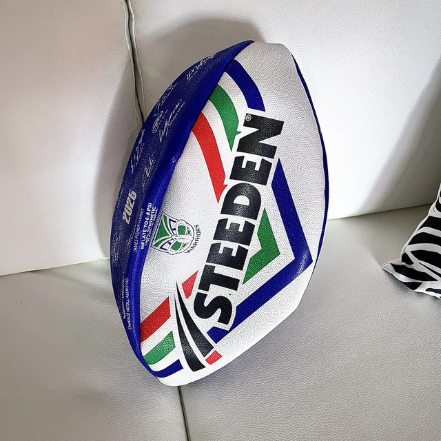 STEEDEN 2025 NZ Warriors Signed Rugby Ball Brand New Unpumped Navy And ...