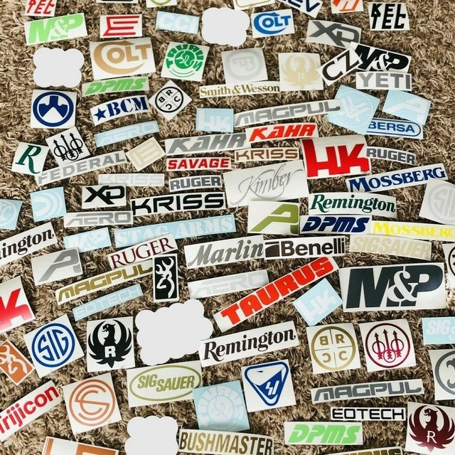 Assorted Firearm Decals 100+ Assorted Gun, Pistol, & Hunting Decal Pack ...
