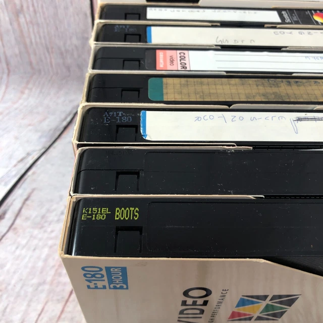 8 X E180 recordable VHS video cassettes in cardboard sleeves - Used ...