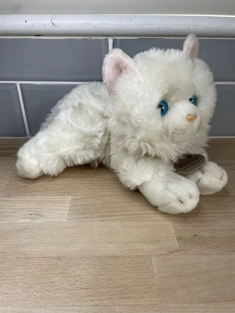KEEL TOYS TIFFANY White Fluffy Cat With Blue Eyes Soft Plush Toy 10” £8 ...