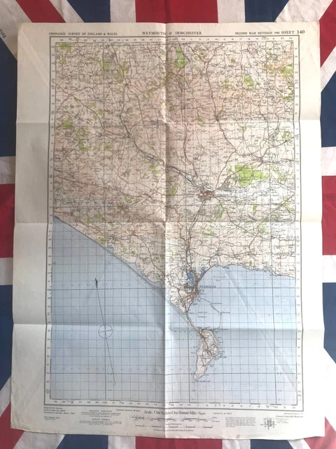 OLD WEYMOUTH AND Dorchester Dorset Map 1941 War Revision OS Sheet 140 ...