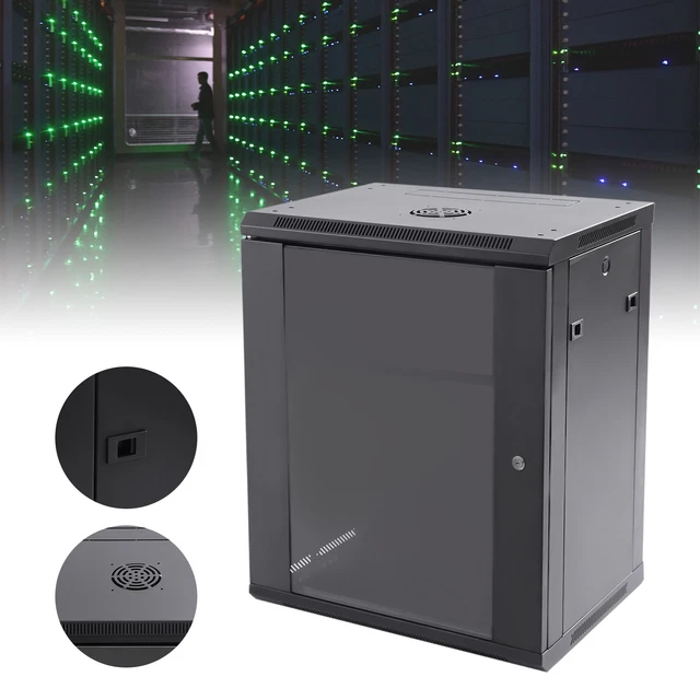 BLACK SERVER CABINET Rack Enclosure Wall Mount Cabinet Enclosure With ...