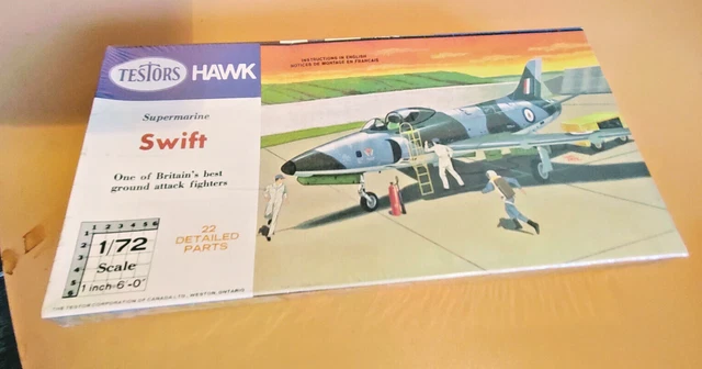 TESTORS HAWK SUPERMARINE Swift Fighter 1/72 Scale Model Plane Kit #607 ...