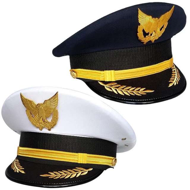 MEN ARMY HAT Captain Performance Cap Soldier Fancy Dress Military ...