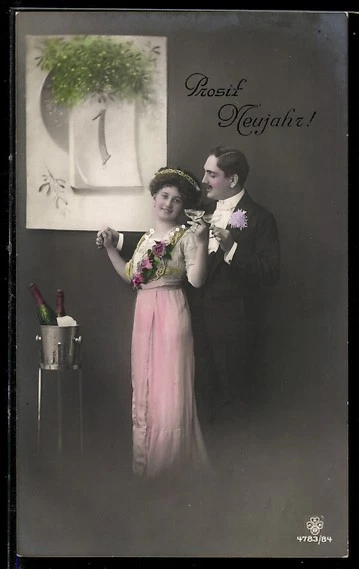 CARTOLINA FOTOGRAFICA RPH SBW: coppia elegante con foglio di calendario ...