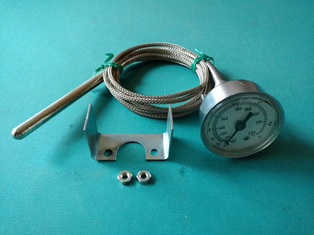 TEMPERATURE GAUGE, 2” Panel Mount, 6’ Capillary Probe, ⁰F & ⁰C Scales ...